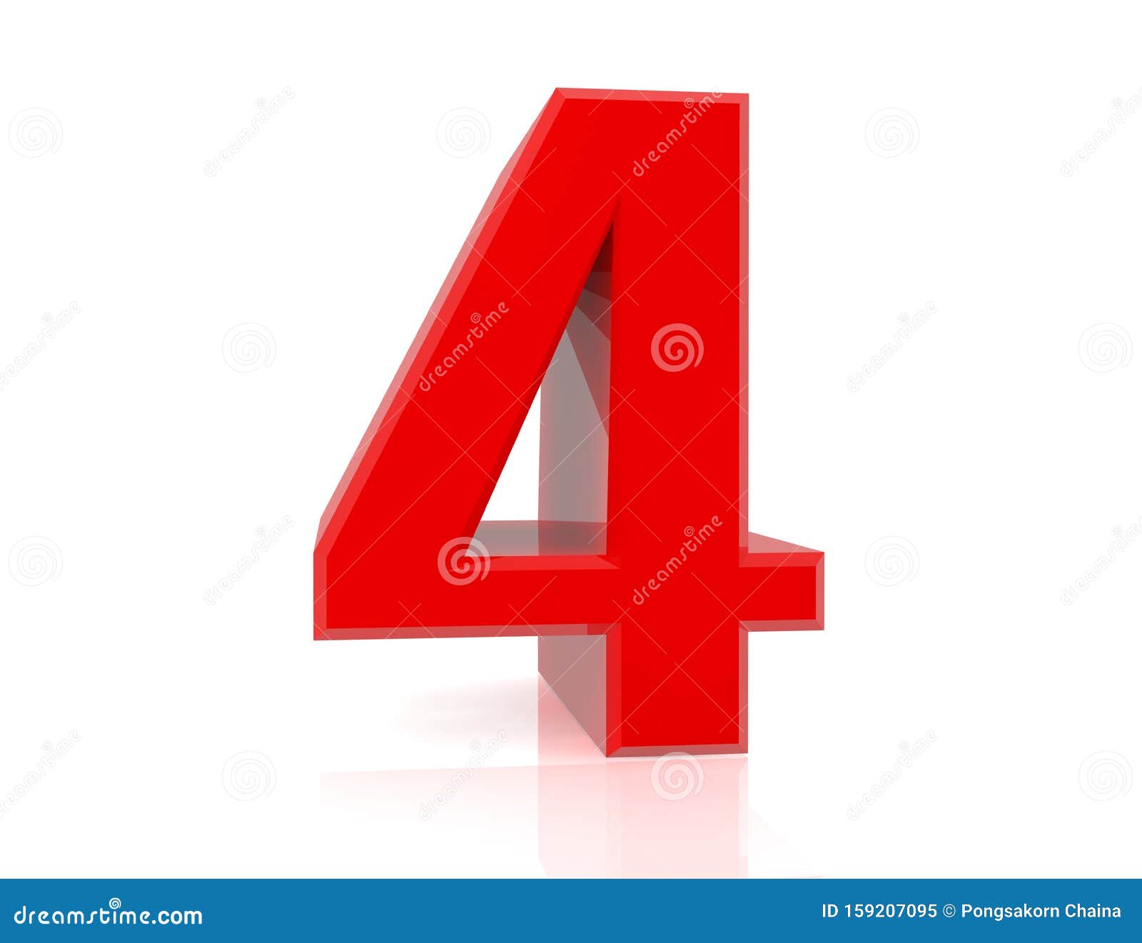 Red Number 4 on White Background 3d Rendering Stock Illustration ...