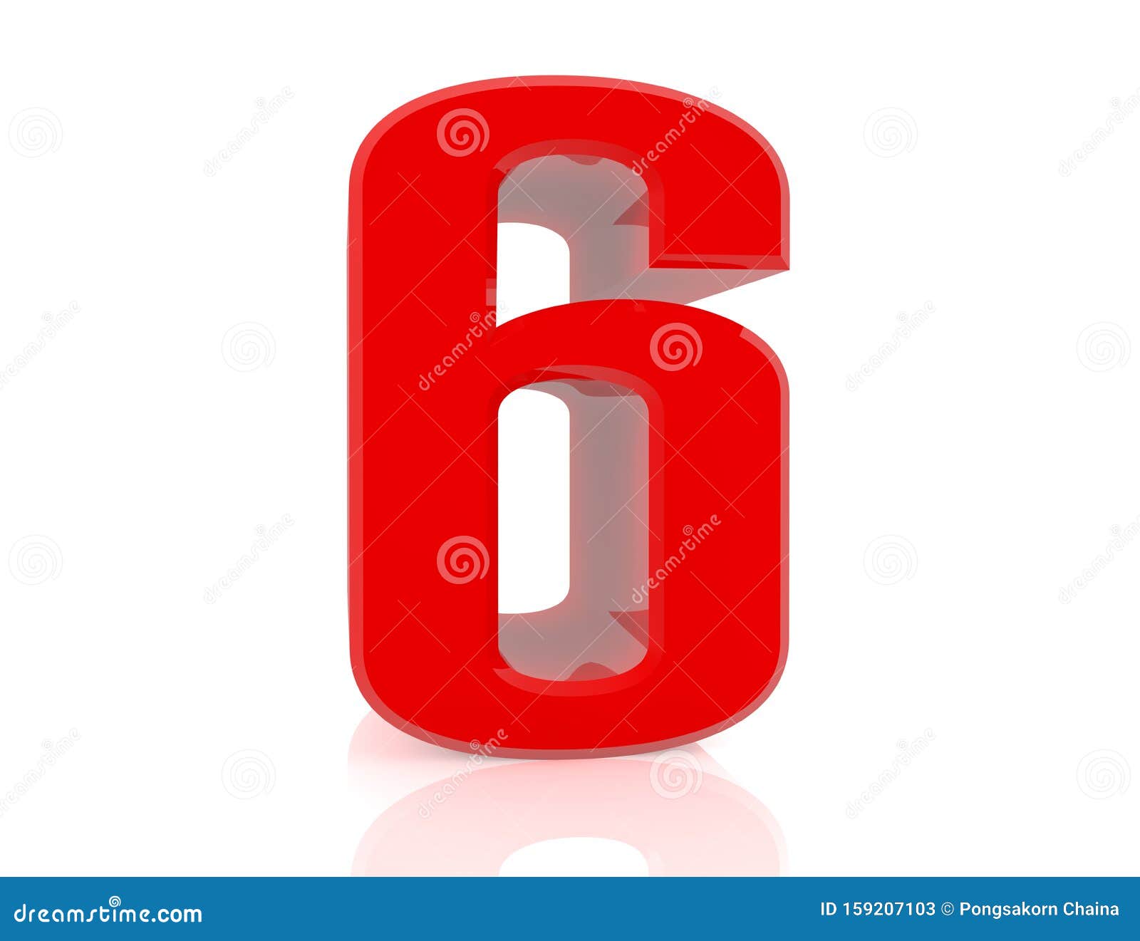 Red Number 6 on White Background 3d Rendering Stock Illustration ...