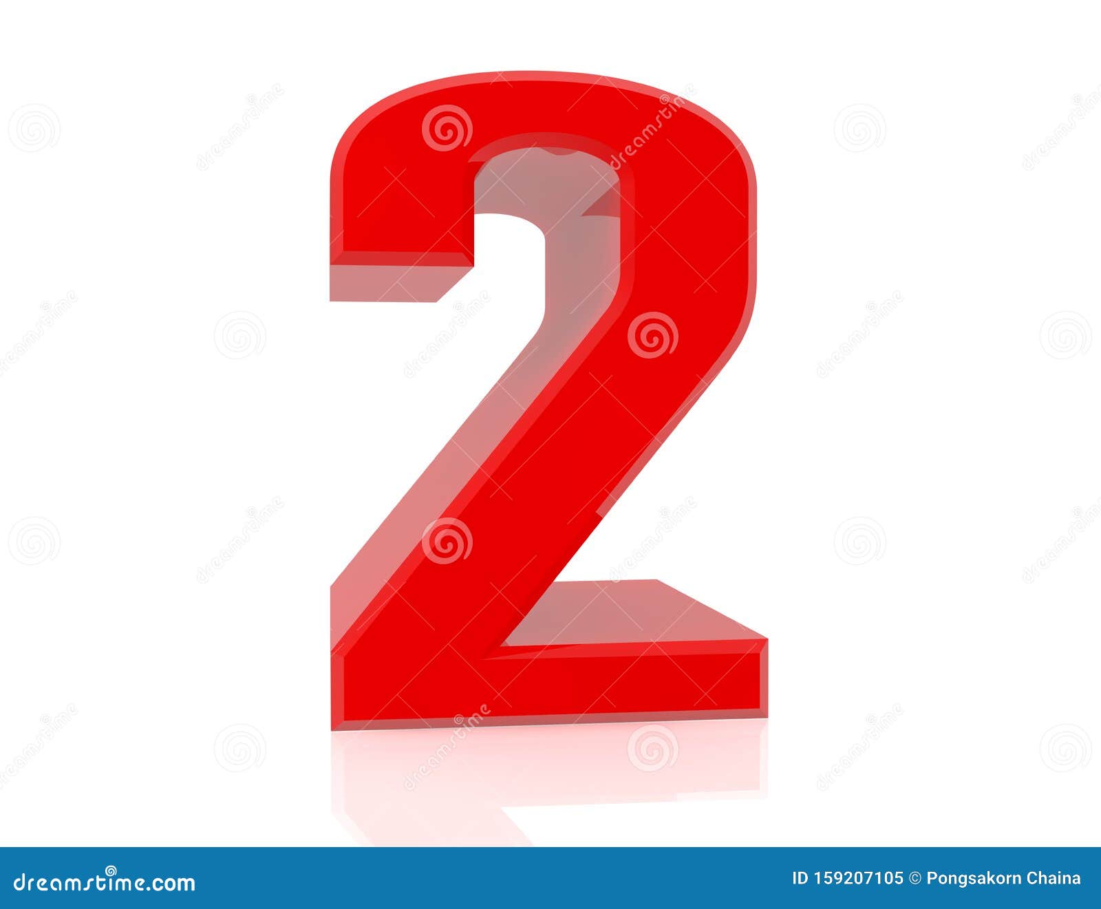 Red Number 2 on White Background 3d Rendering Stock Illustration ...