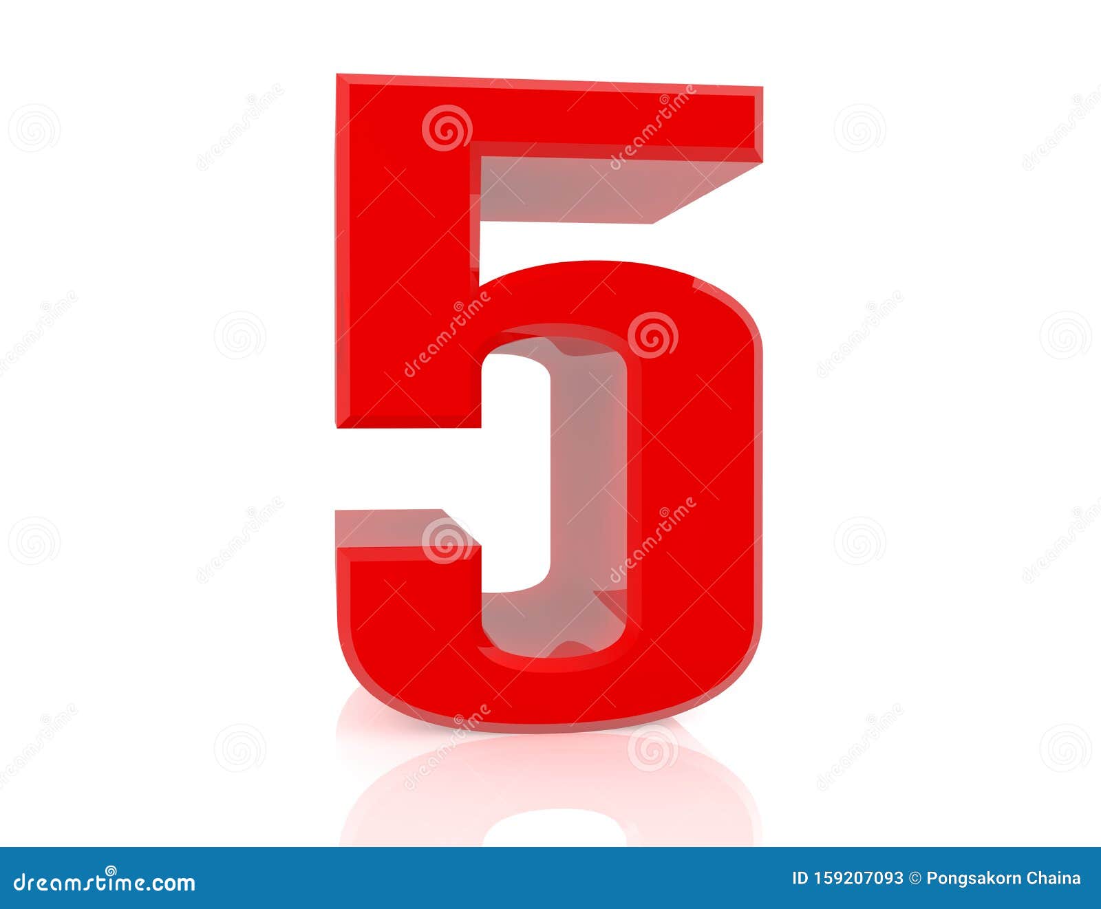 Red Number 5 on White Background 3d Rendering Stock Illustration ...