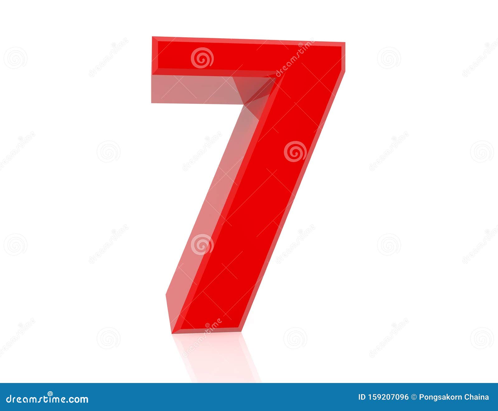 Red Number 7 on White Background 3d Rendering Stock Illustration ...