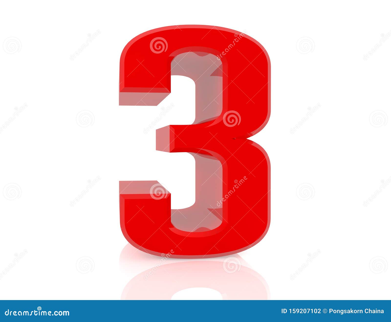 Red Number 3 on White Background 3d Rendering Stock Illustration ...