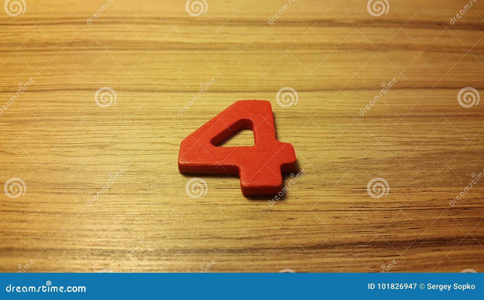 Red Number 4 on Wooden Background Stock Image - Image of digit, figure ...