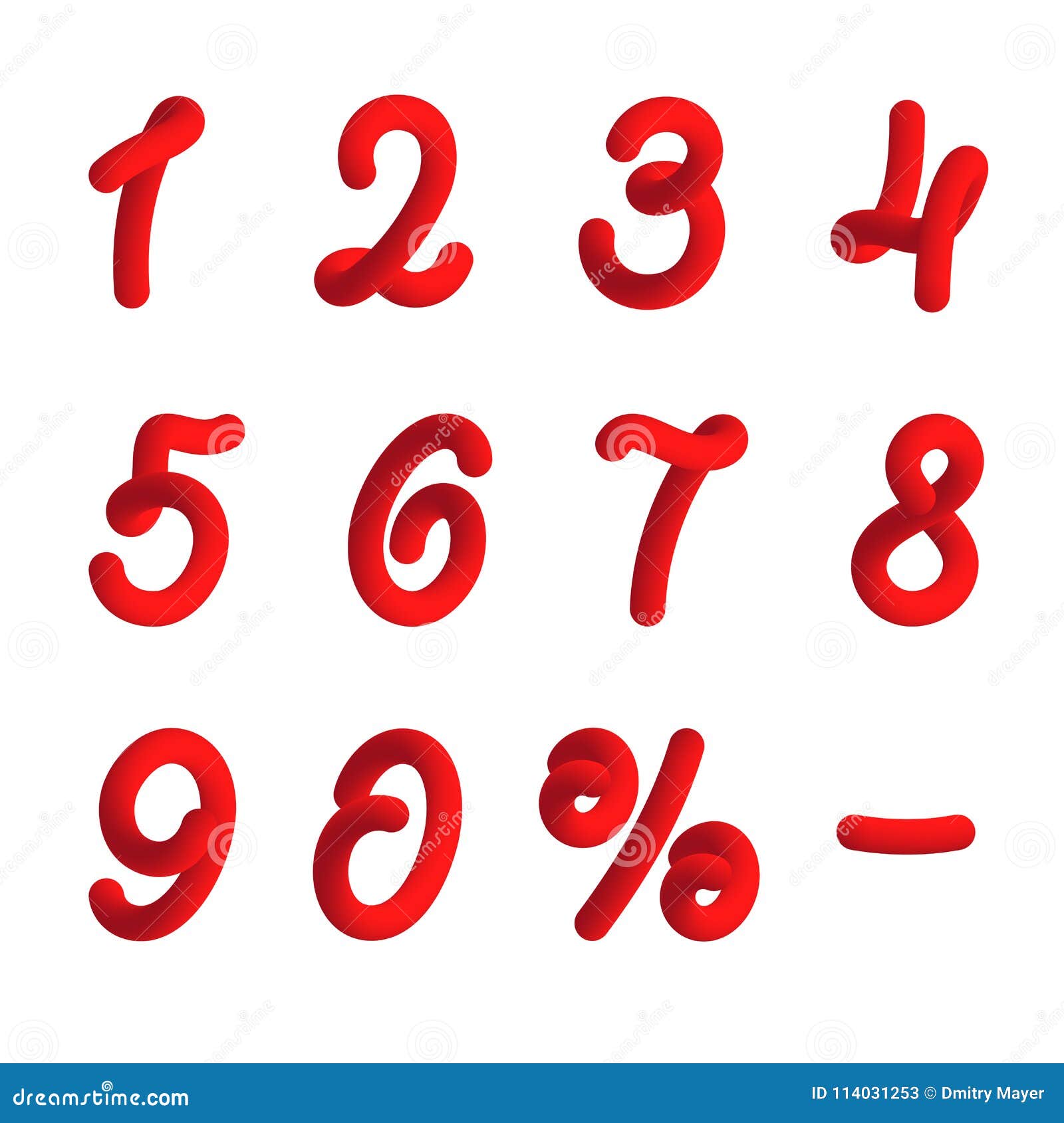 Red numbers in 3d style stock vector. Illustration of graphic - 114031253