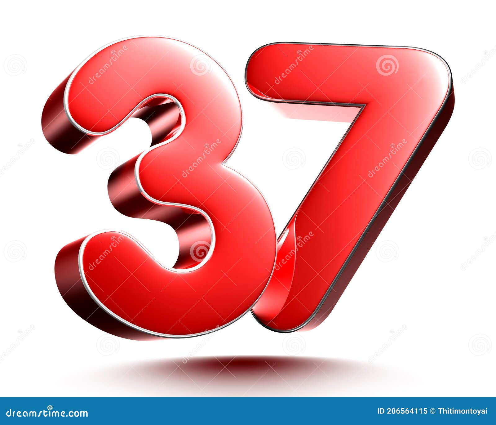 Red numbers 37. stock illustration. Illustration of design - 206564115