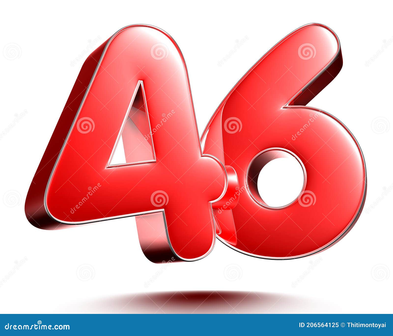 Red numbers 46. stock illustration. Illustration of digital - 206564125