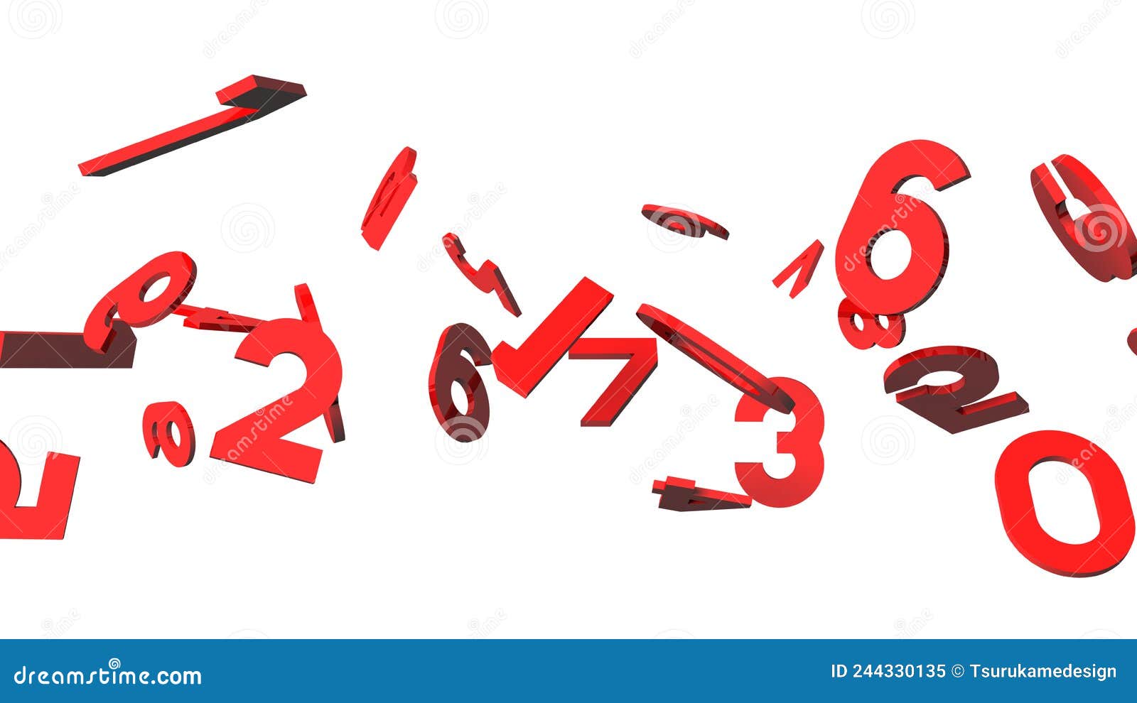 Red Numbers on White Background. Stock Illustration - Illustration of ...