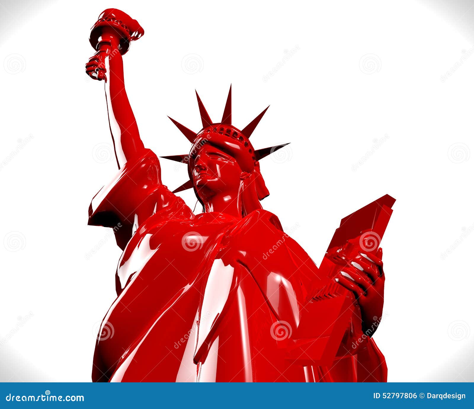 Red NY statue on white stock illustration. Illustration of justice ...
