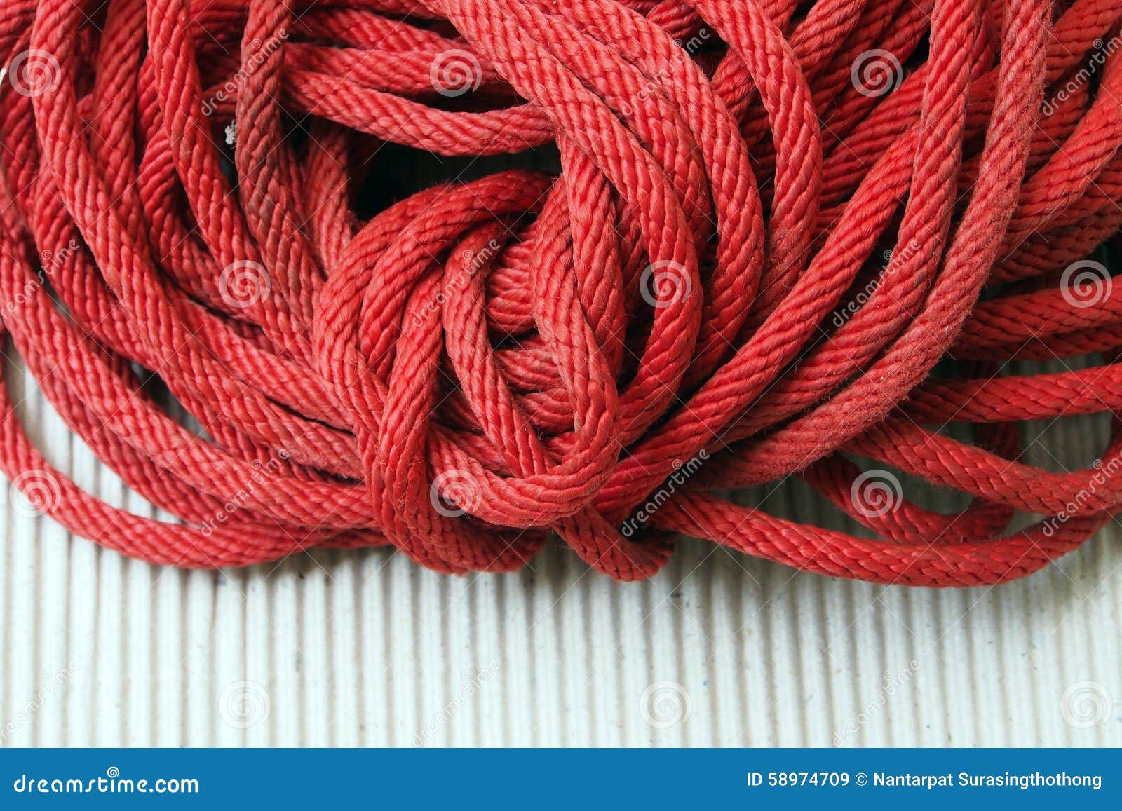 Red Nylon Rope Texture Background On White Napery Stock Image ...