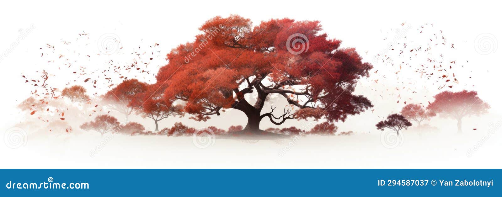 Red Oak Tree on a White Background Stock Illustration - Illustration of ...