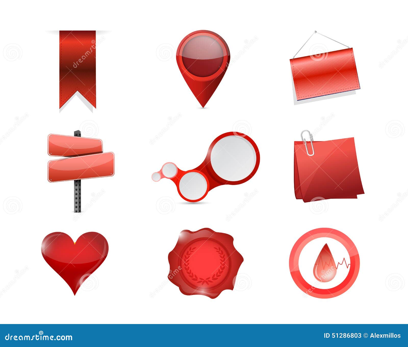 Red Objects Icon Set Illustration Design Stock Illustration ...