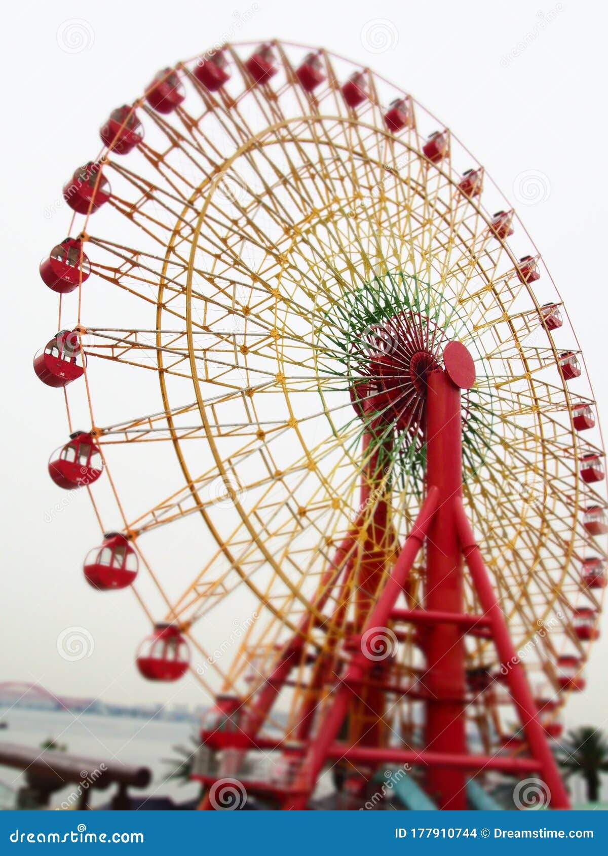 Observation wheel in red stock photo. Image of scenes - 177910744