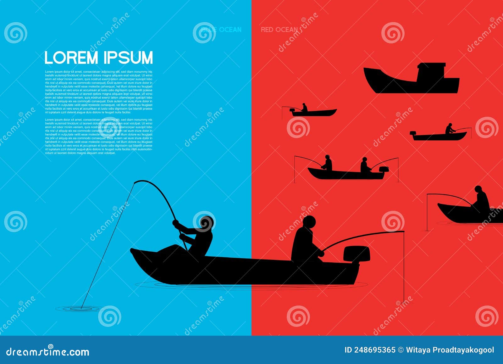 Red Ocean Graphic Presentation with Loren Ipsum. Stock Illustration ...