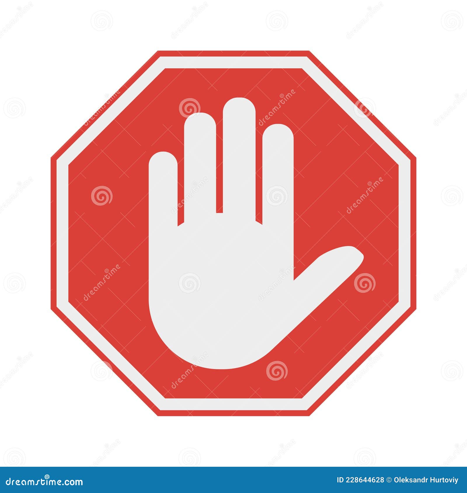 Red Octagonal Stop Sign Arm. Stop Hand Symbol for Prohibited Activities ...