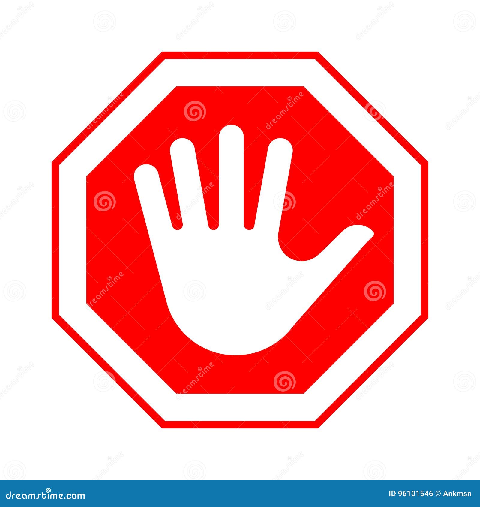 Red Octagonal Stop Sign with Hand Stock Vector - Illustration of color ...