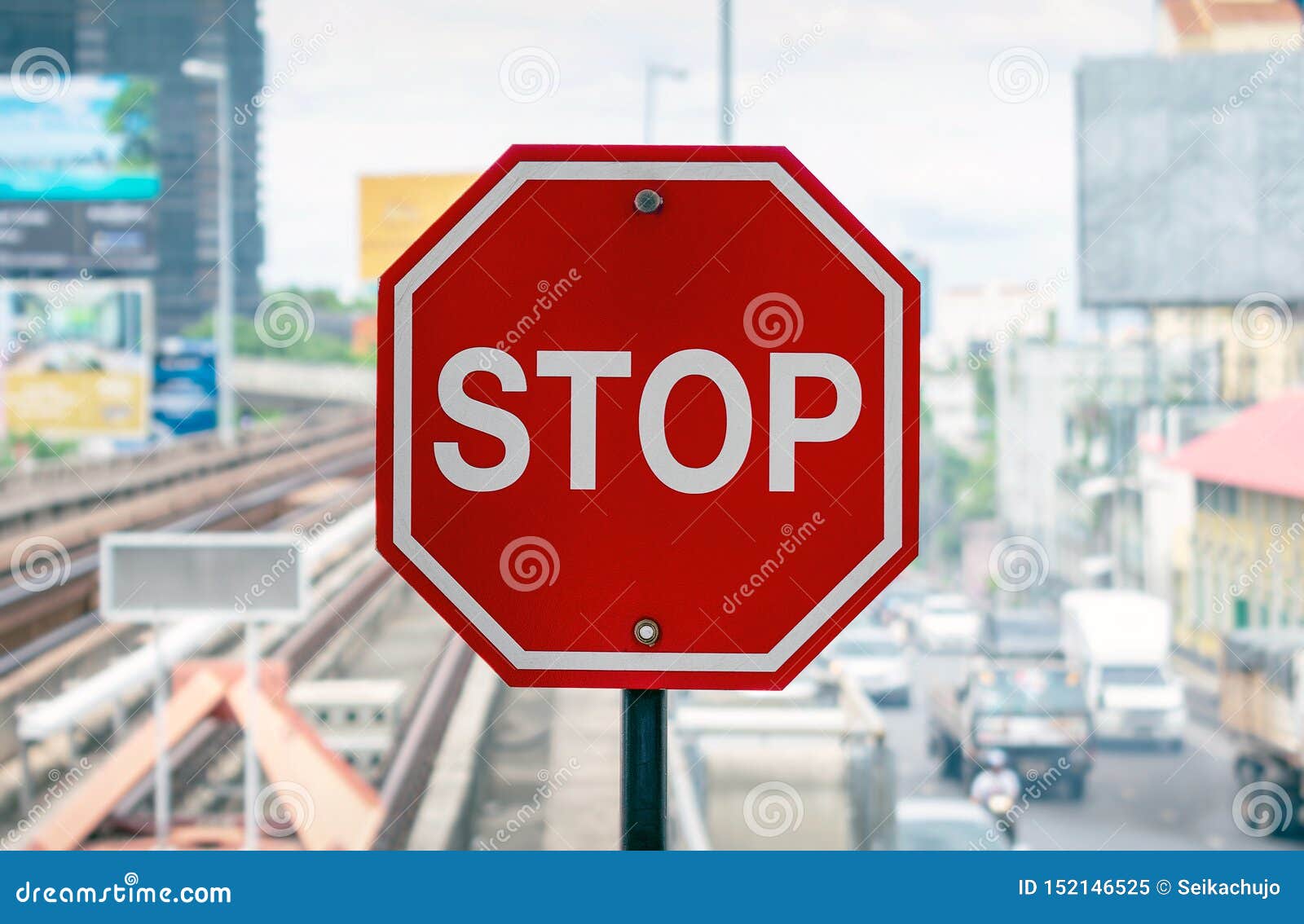Red Octagonal Stop Sign on the Skytrain Platform Stock Image - Image of ...