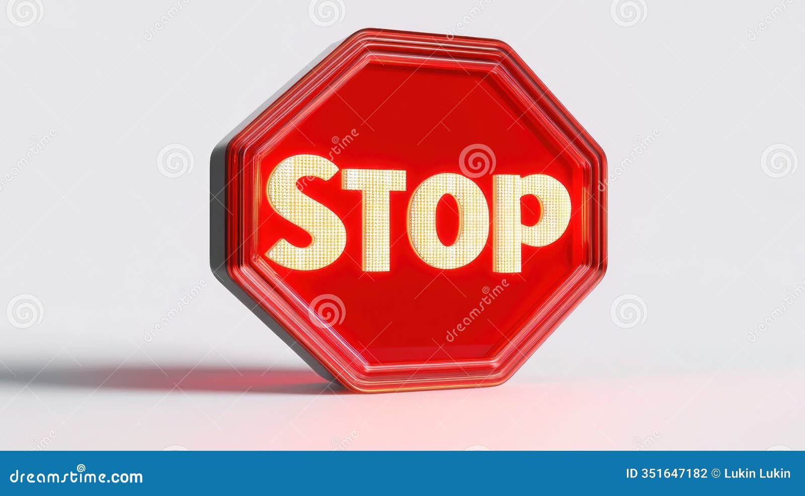 Red Octagonal Stop Sign with Yellow Lettering Stock Illustration ...