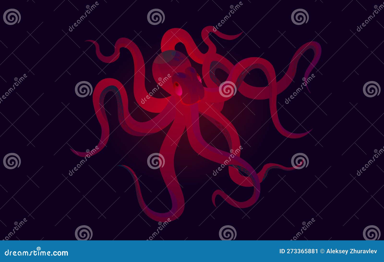 Red Octopus Composed. Marine Animal Digital Concept. Vector ...