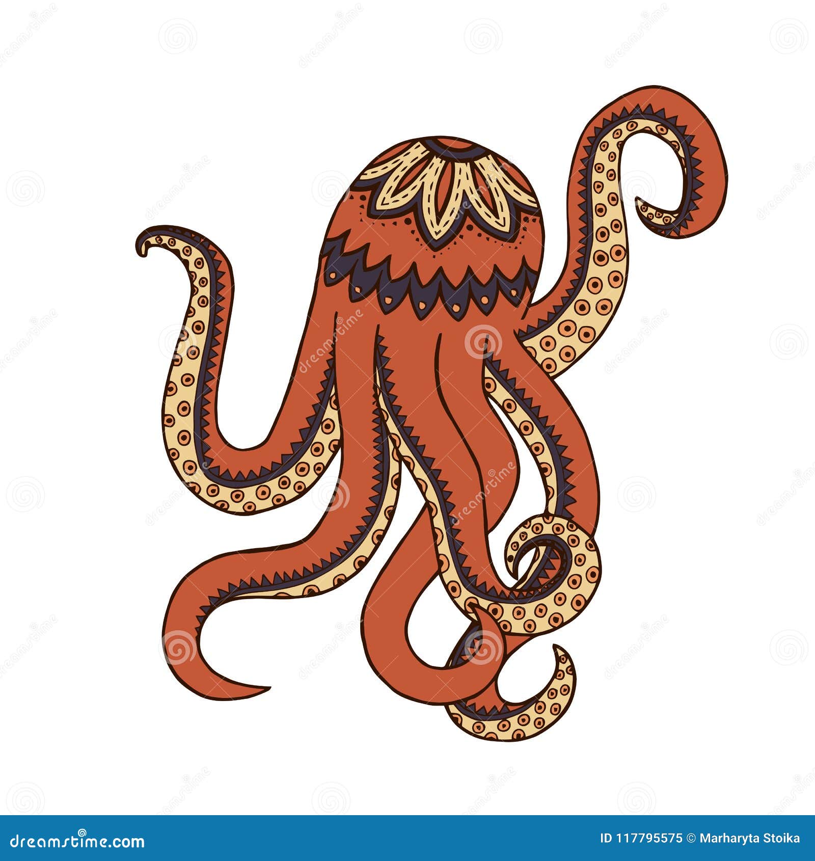 Red Octopus Tangle Pattern. Stock Vector - Illustration of invertebrate ...