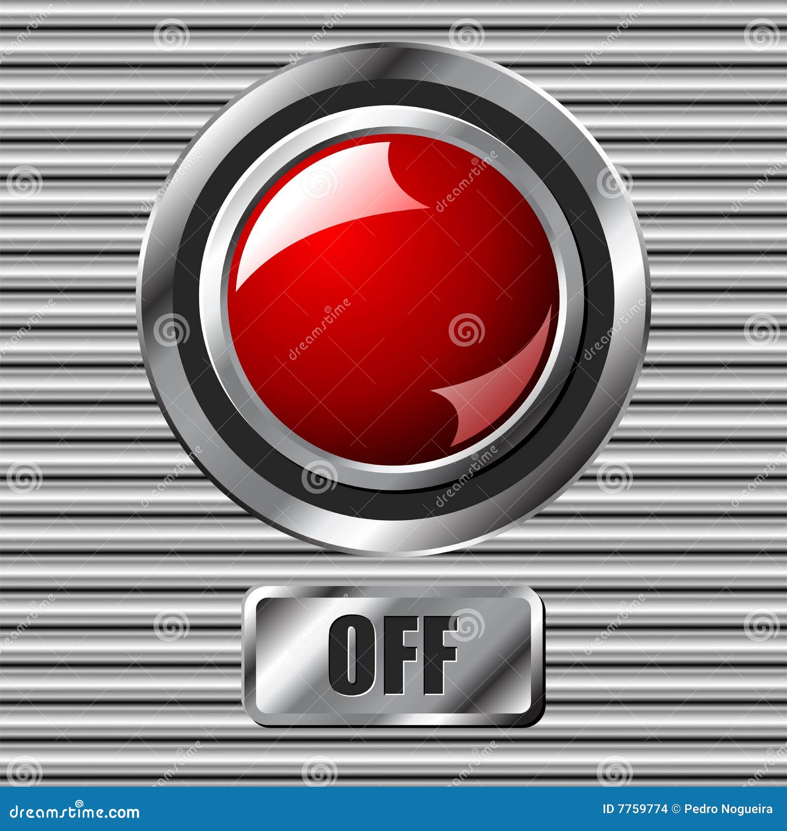 Red off button stock vector. Illustration of metal, rollover - 7759774