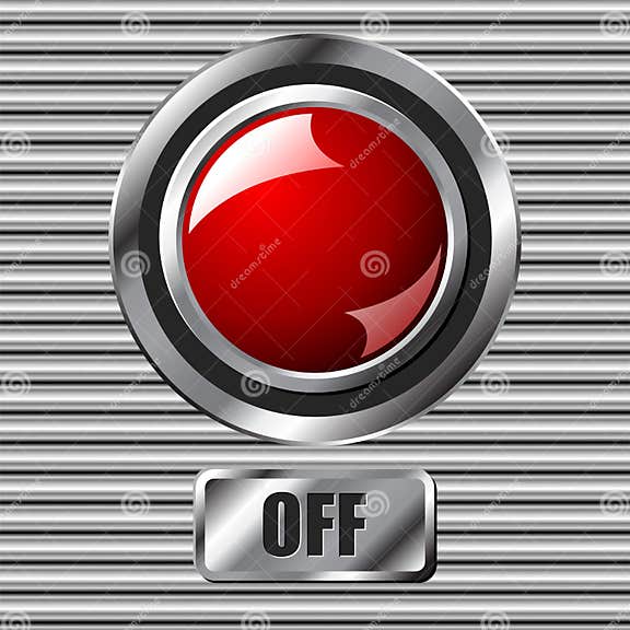 Red off button stock vector. Illustration of metal, rollover - 7759774