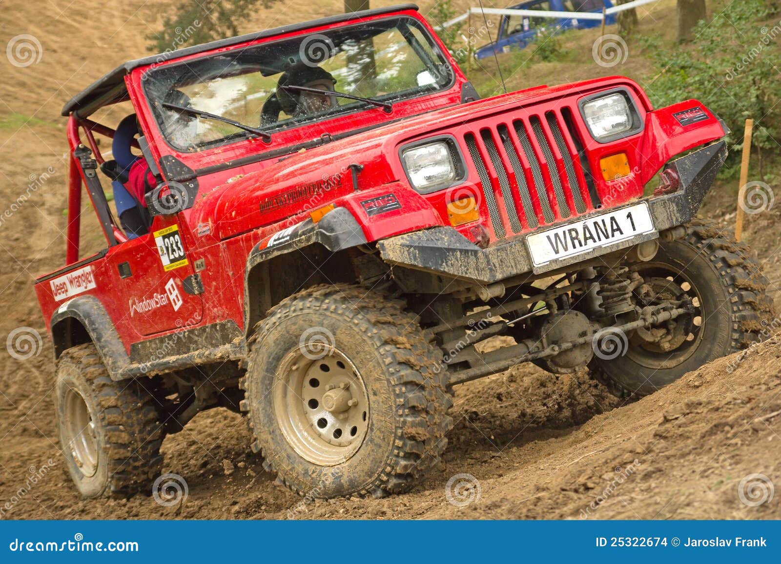 Red Off-road Car in Difficult Terrain Editorial Stock Image - Image of ...