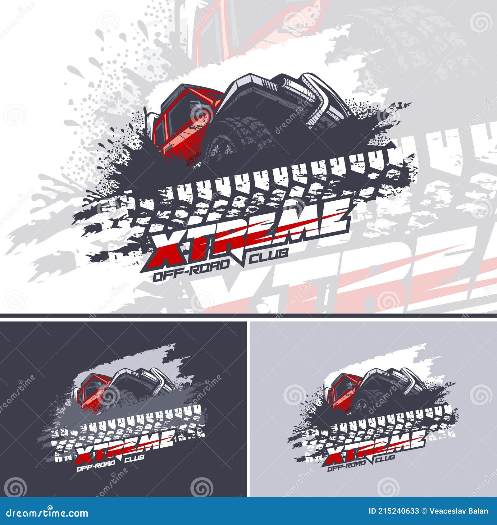 Red Off Road Car Logo Overcoming Mud Obstacles, Logo in Three Versions ...