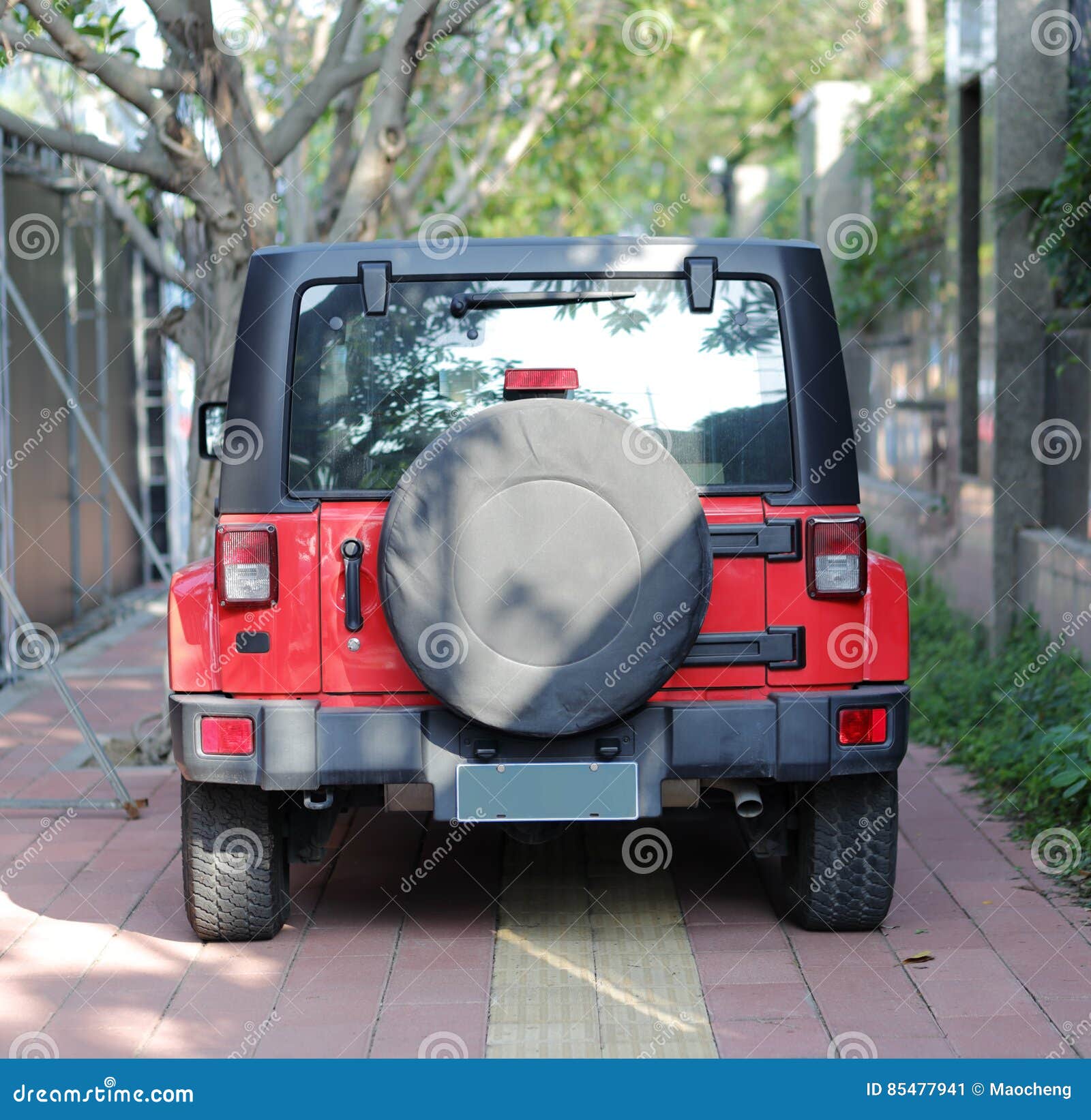 Red off-road vehicle back stock image. Image of exhibition - 85477941