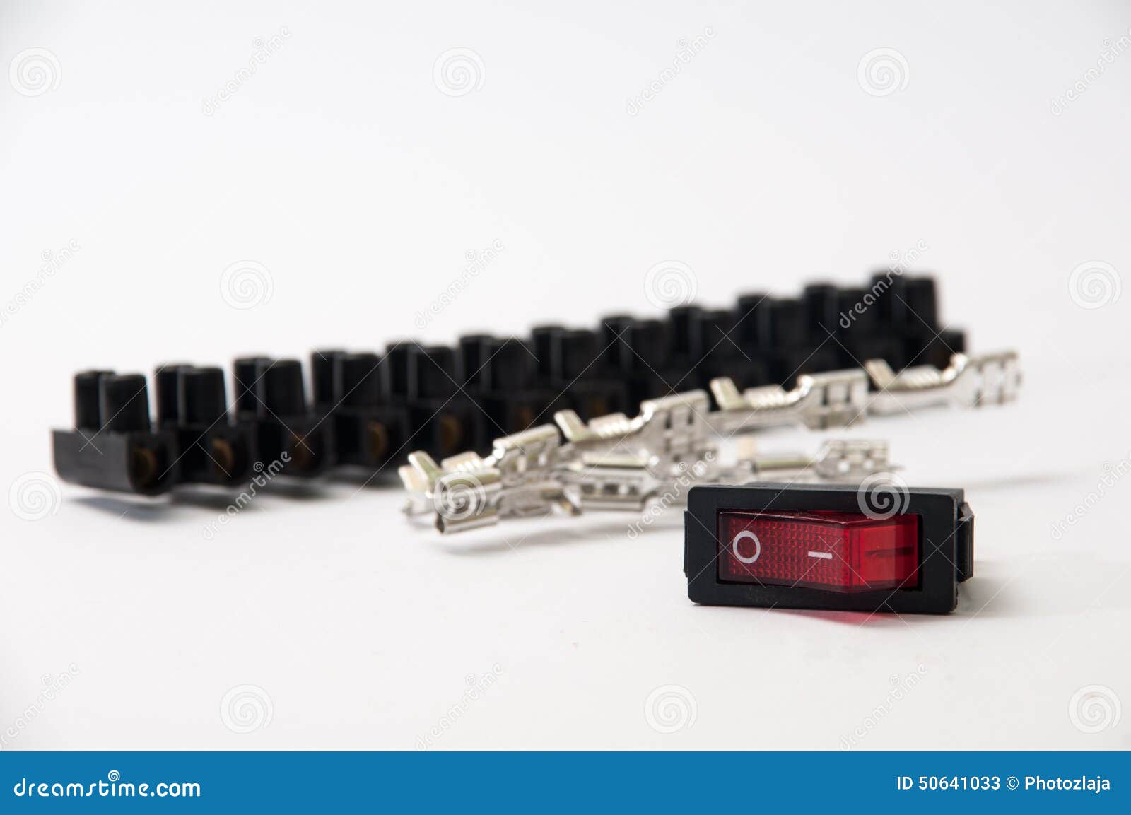 Red on Off Switch with Electronic Tools Stock Image - Image of plastic ...