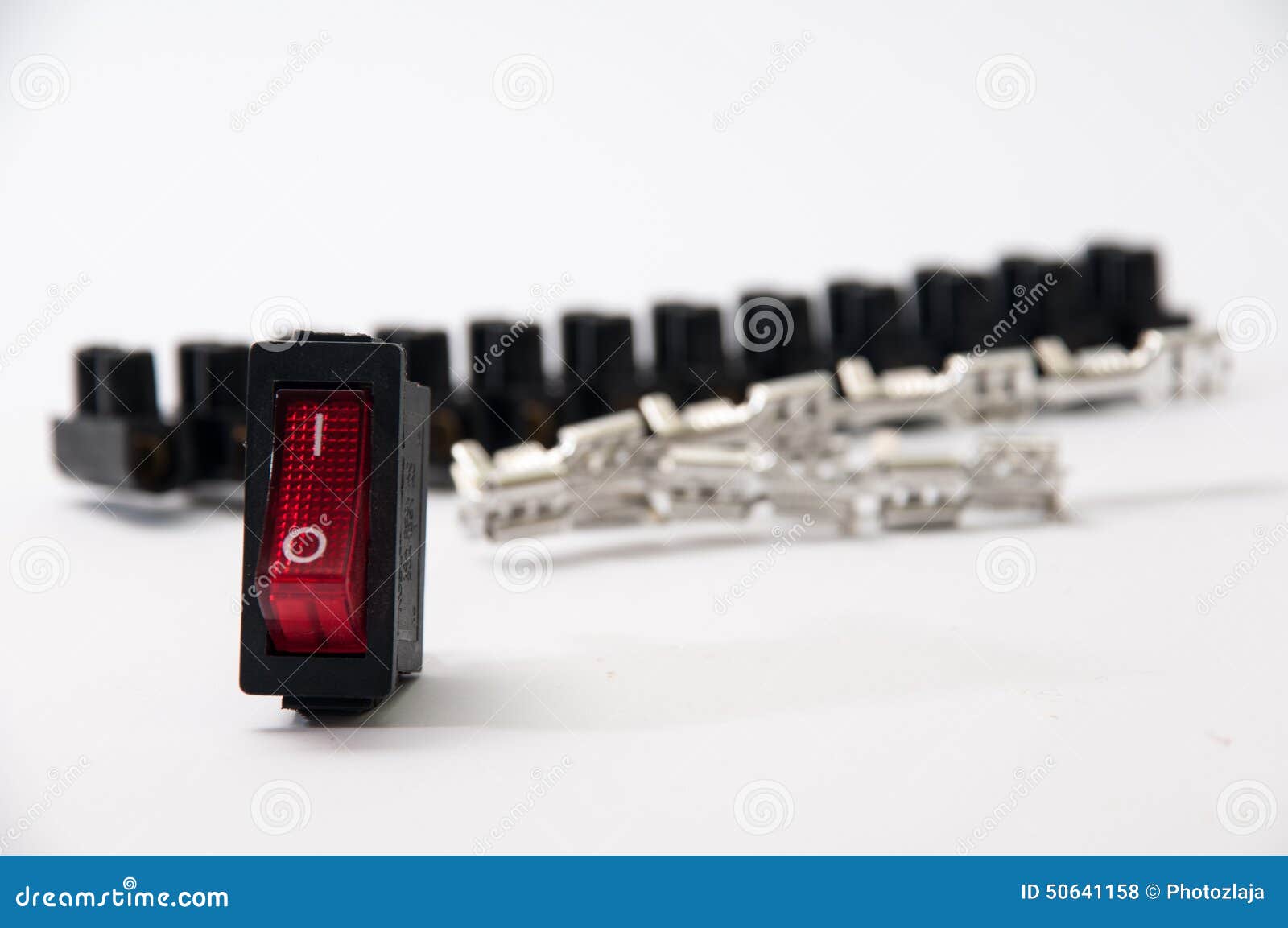 Red on Off Switch with Electronic Tools Stock Photo - Image of ...