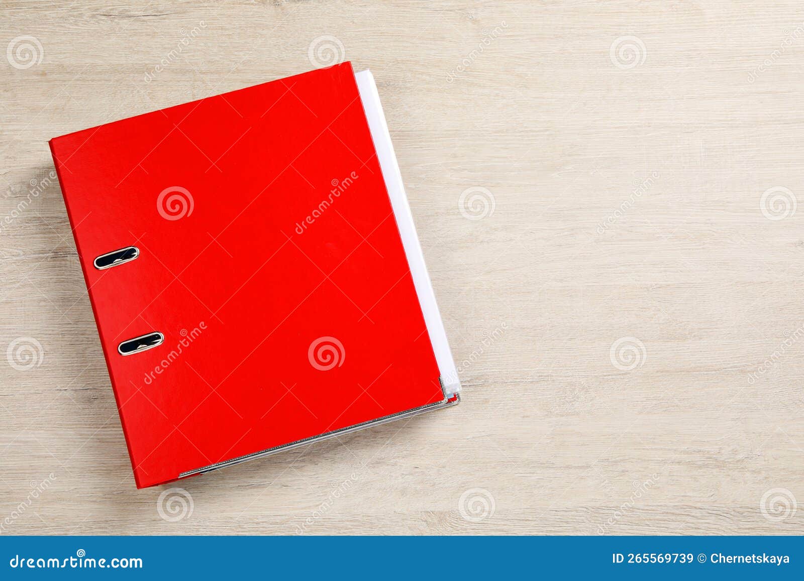 Red Office Folder on White Wooden Table, Top View. Space for Text Stock ...