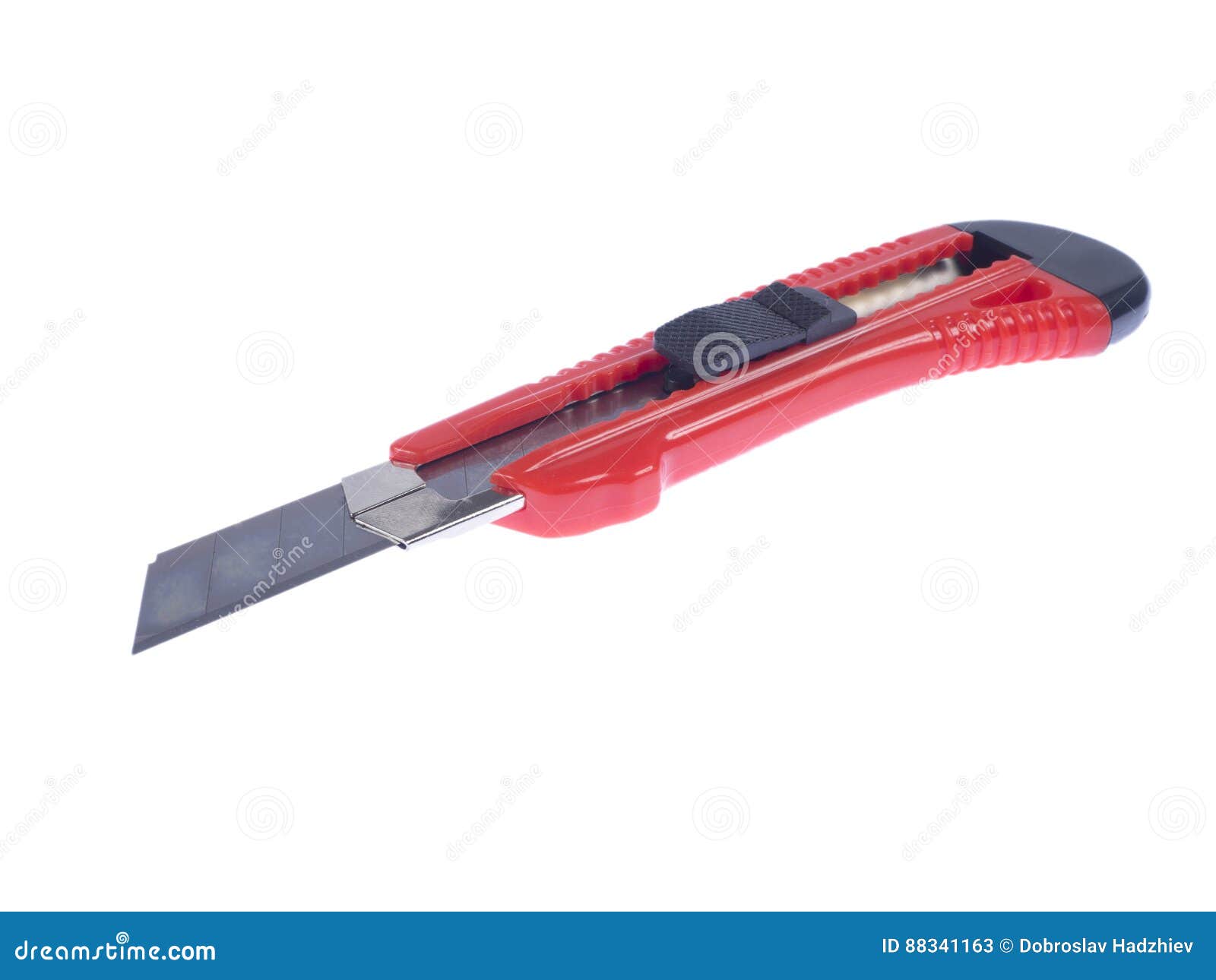 Red Office Knife on White Background Stock Image - Image of cutter ...