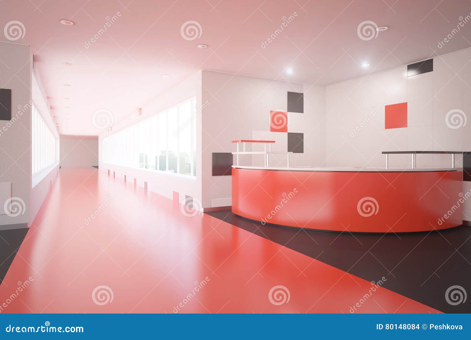 Red office lobby stock illustration. Illustration of inside - 80148084