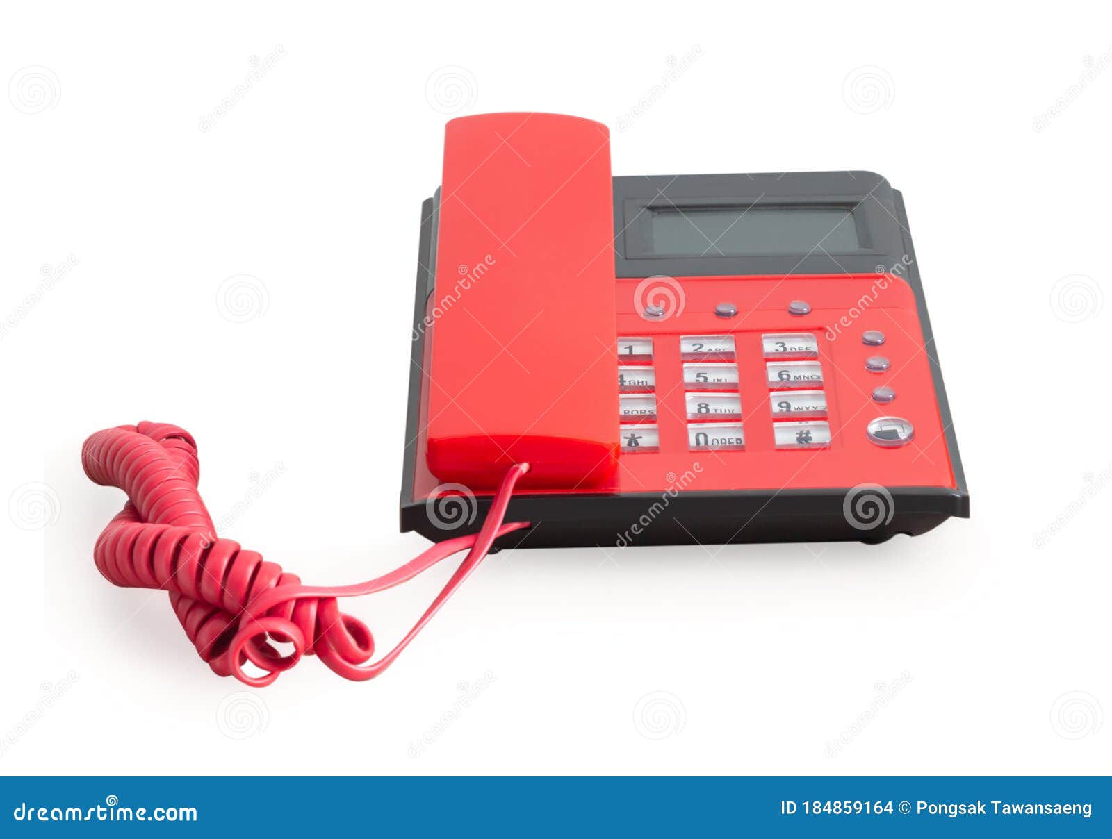 Red Office Phone Isolated on White Background Stock Photo - Image of ...