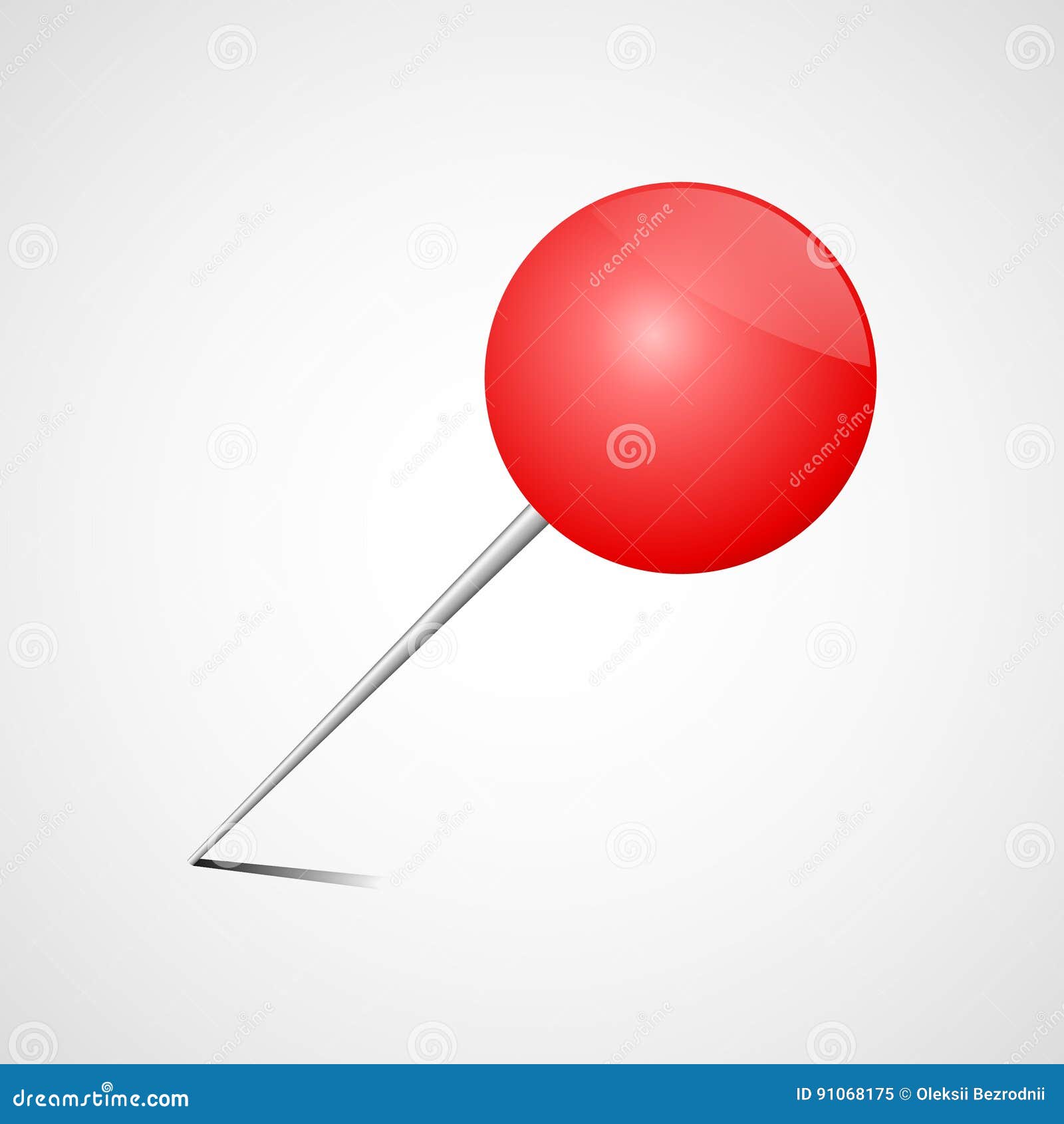 Red office pin realistic stock vector. Illustration of color - 91068175
