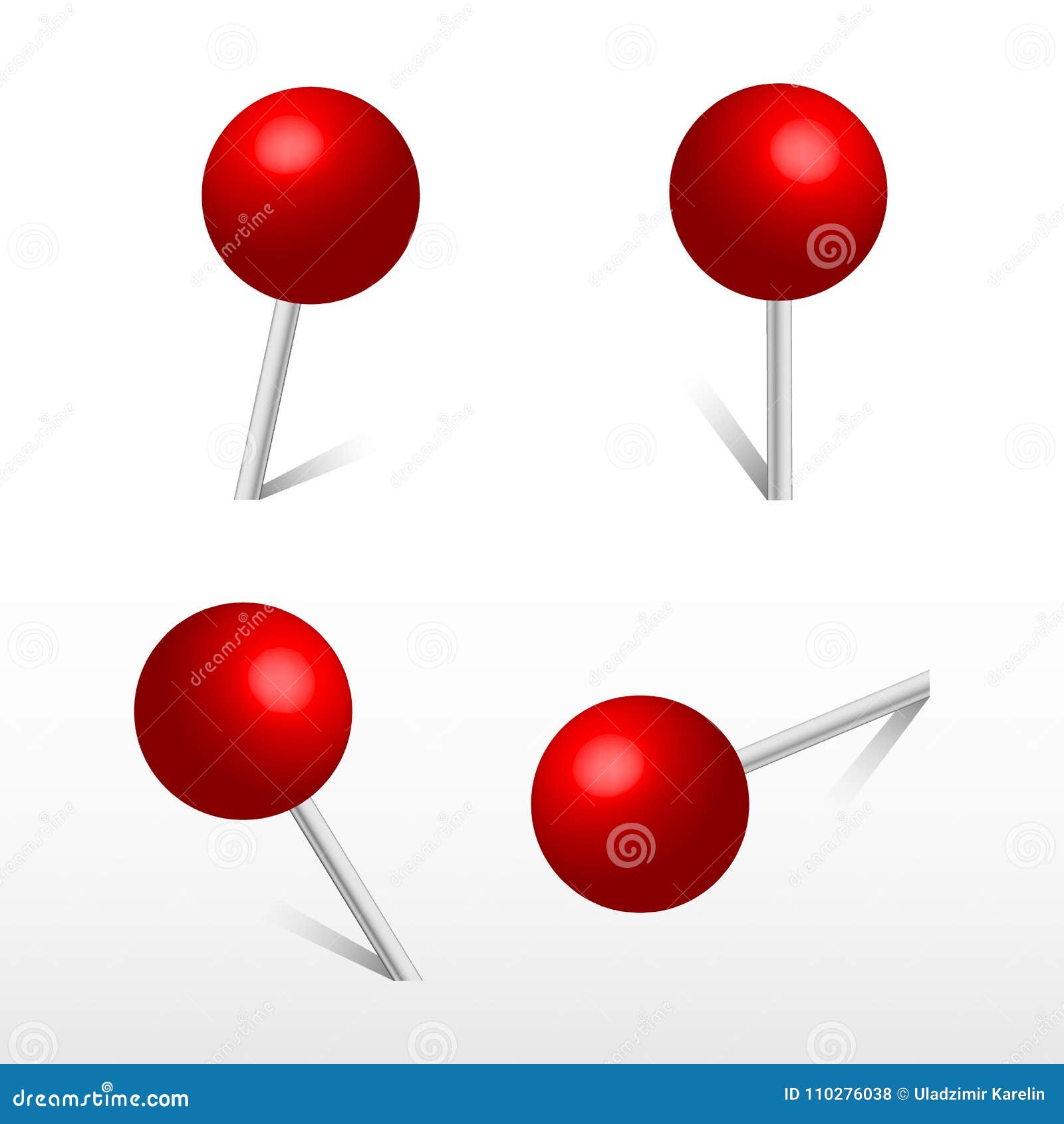 Red Office Round Push Pins. 3d Push Pin Stock Vector - Illustration of ...