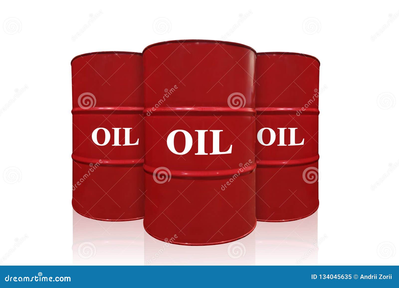 Red Oil Barrels on White Background. Three Red Barrels Isolated on ...
