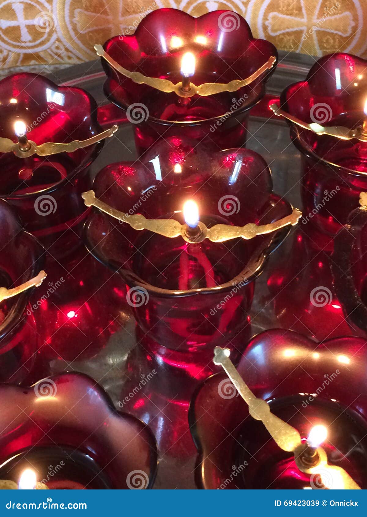 Red oil lamps stock image. Image of prepared, holiday - 69423039