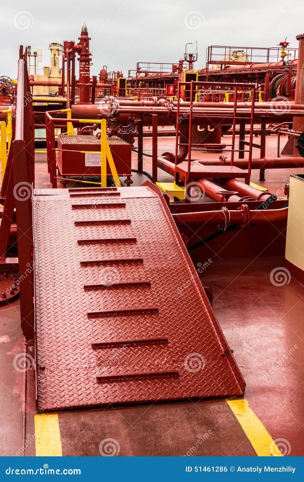 Red oil tanker ladder stock photo. Image of proceeding - 51461286
