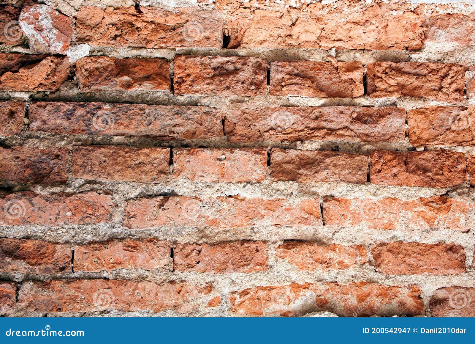 Red Brick Wall Texture for Interior Design in Dilapidated Form. Old ...
