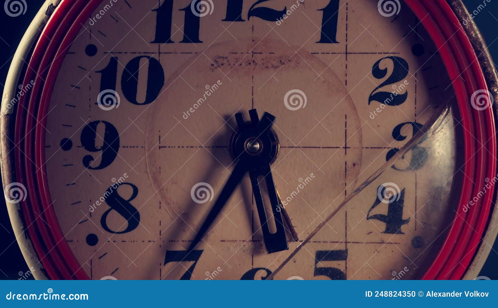 Old Broken Rusty Clock. the Hands of the Clock are Moving Fast. Close ...