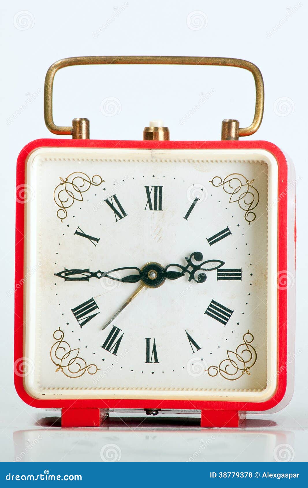Red Old Clock stock photo. Image of closeup, minute, alert - 38779378
