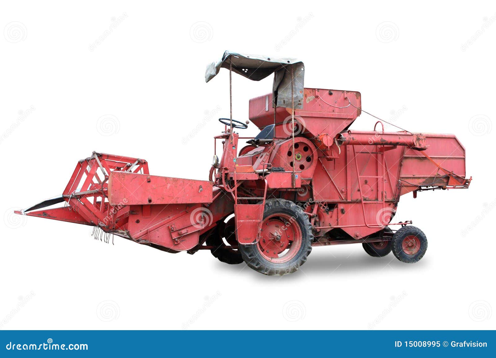 Red old combine stock image. Image of engine, farming - 15008995