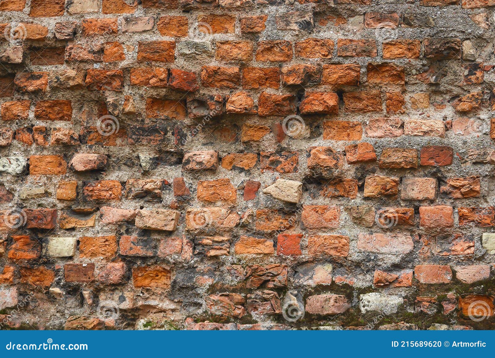 Red Old Crumbling Brick Wall Textured Backdrop Stock Photo - Image of ...
