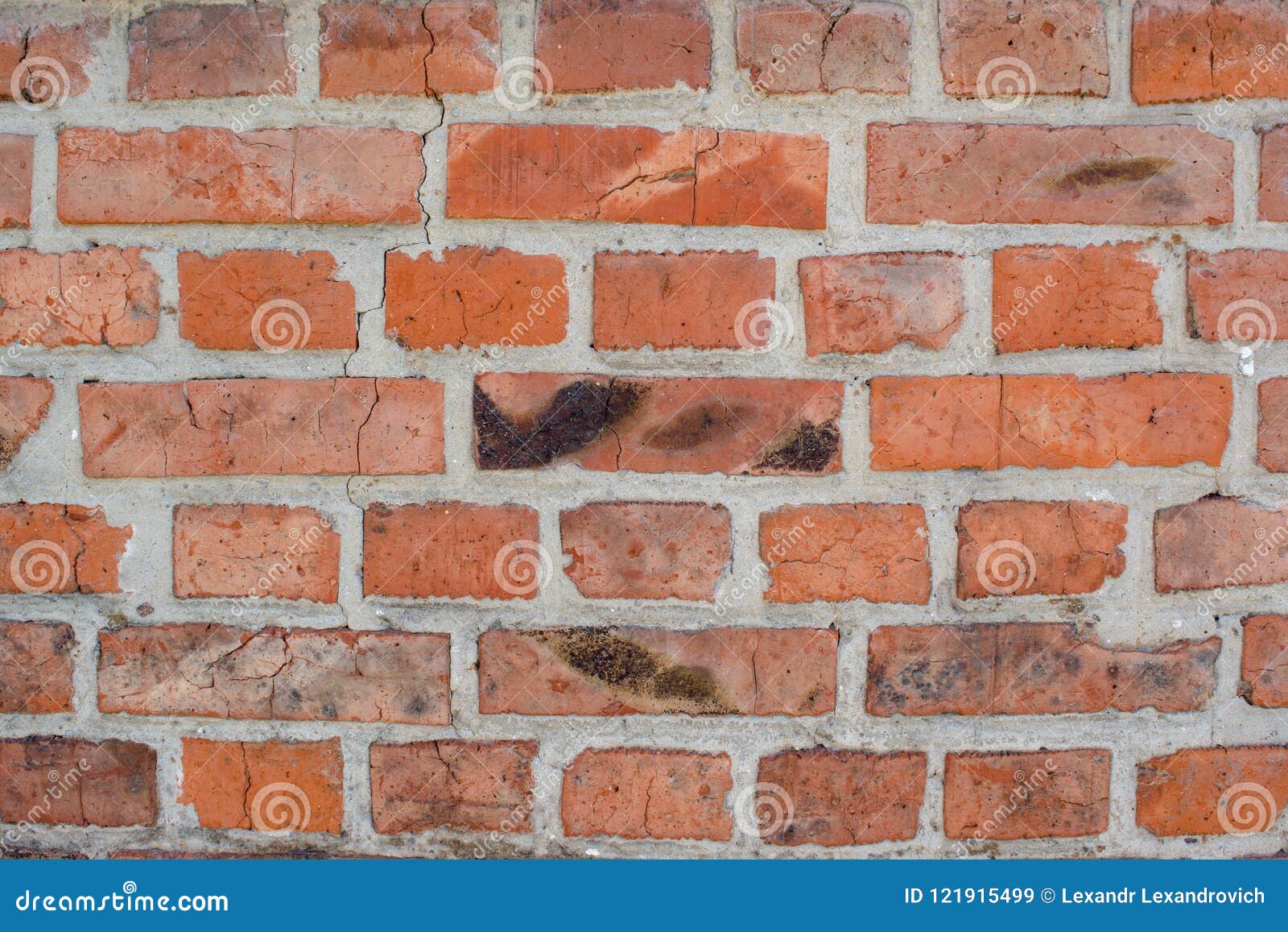 Red Faded Old Bricks Background With Flaws And Splits Royalty-Free ...