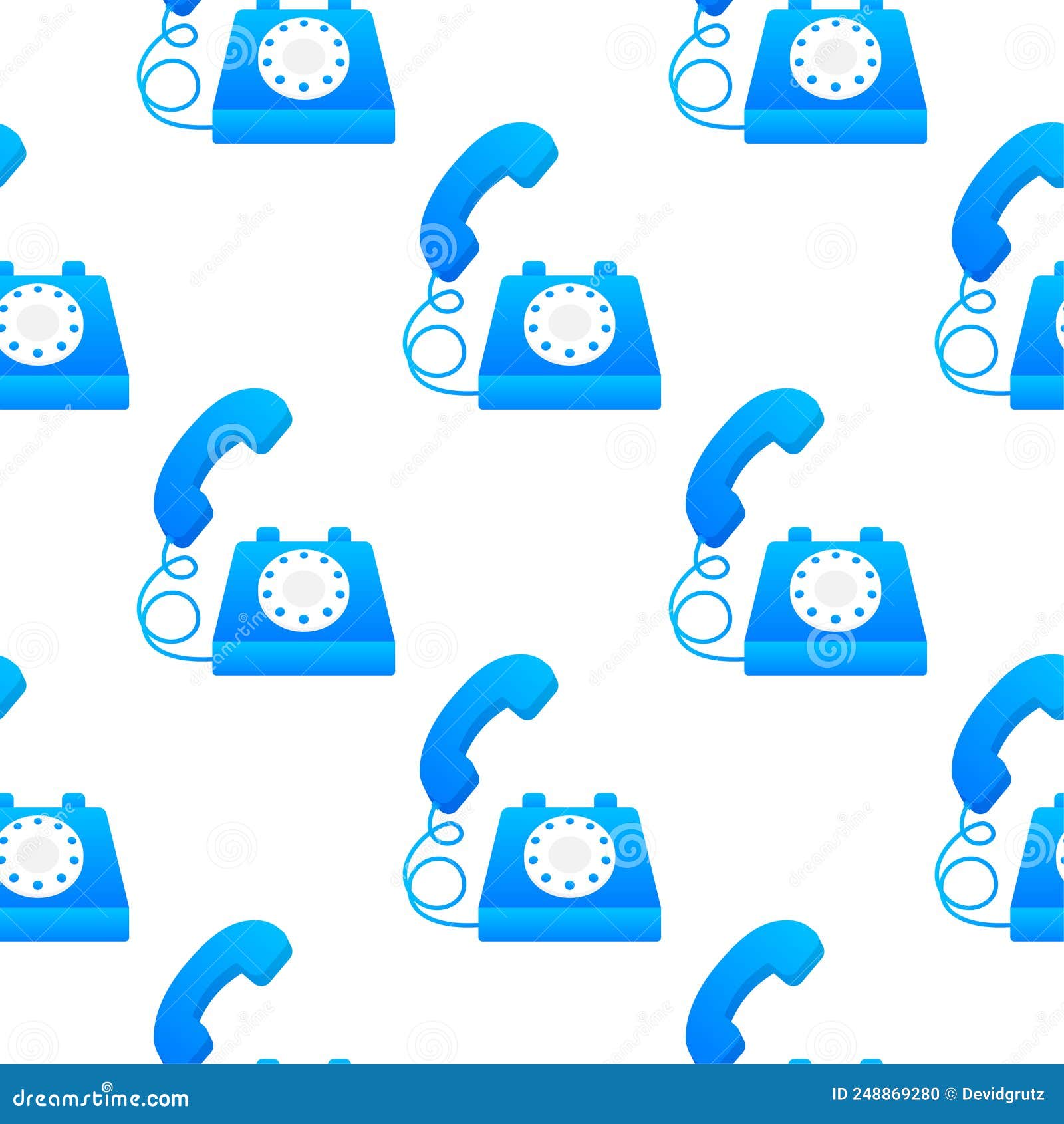 Red Old Phone in Classic Style on White Background. Pattern Vector ...