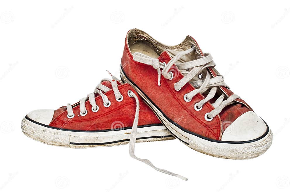 Red old retro sneakers stock photo. Image of rock, running - 13093422