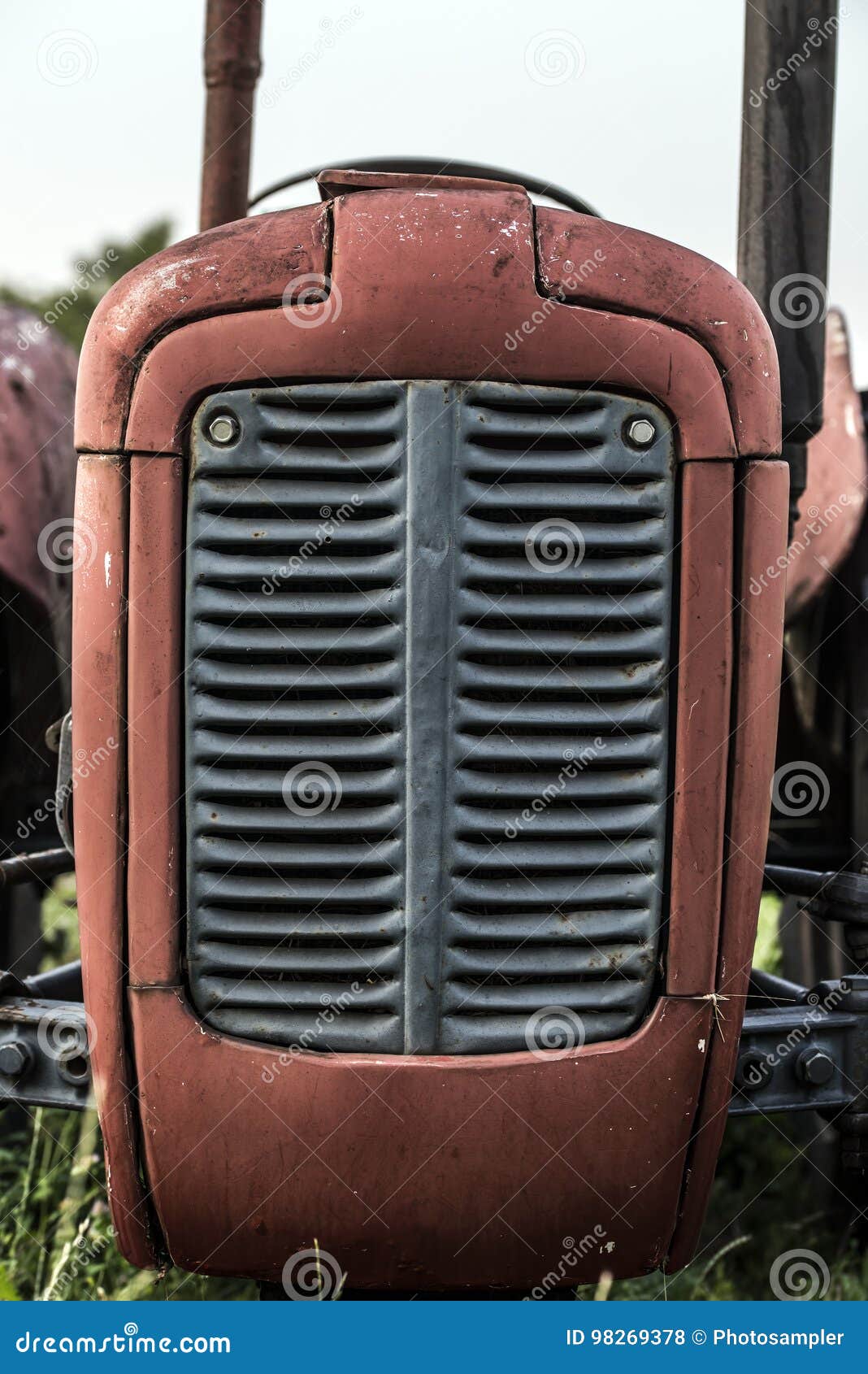 Red old tractor front part stock photo. Image of harvester - 98269378