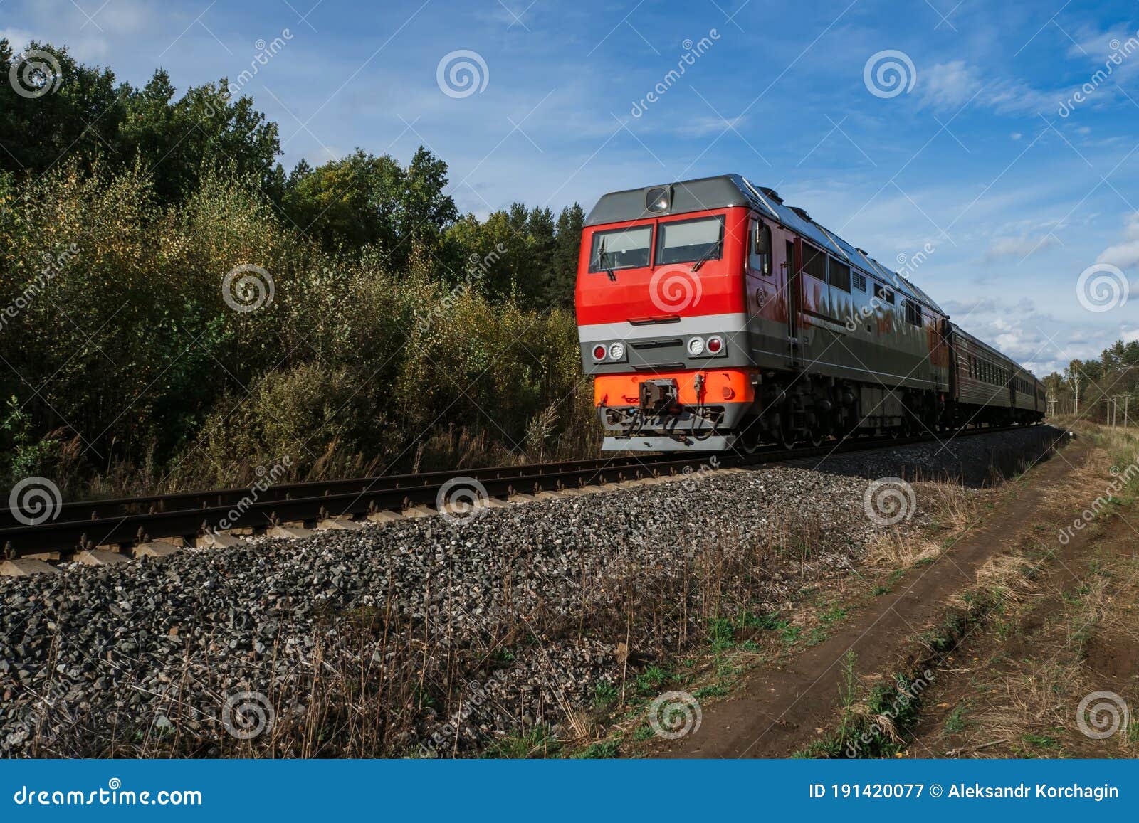 Red Old Train Rides by Rail among the Forest in Summer Editorial ...