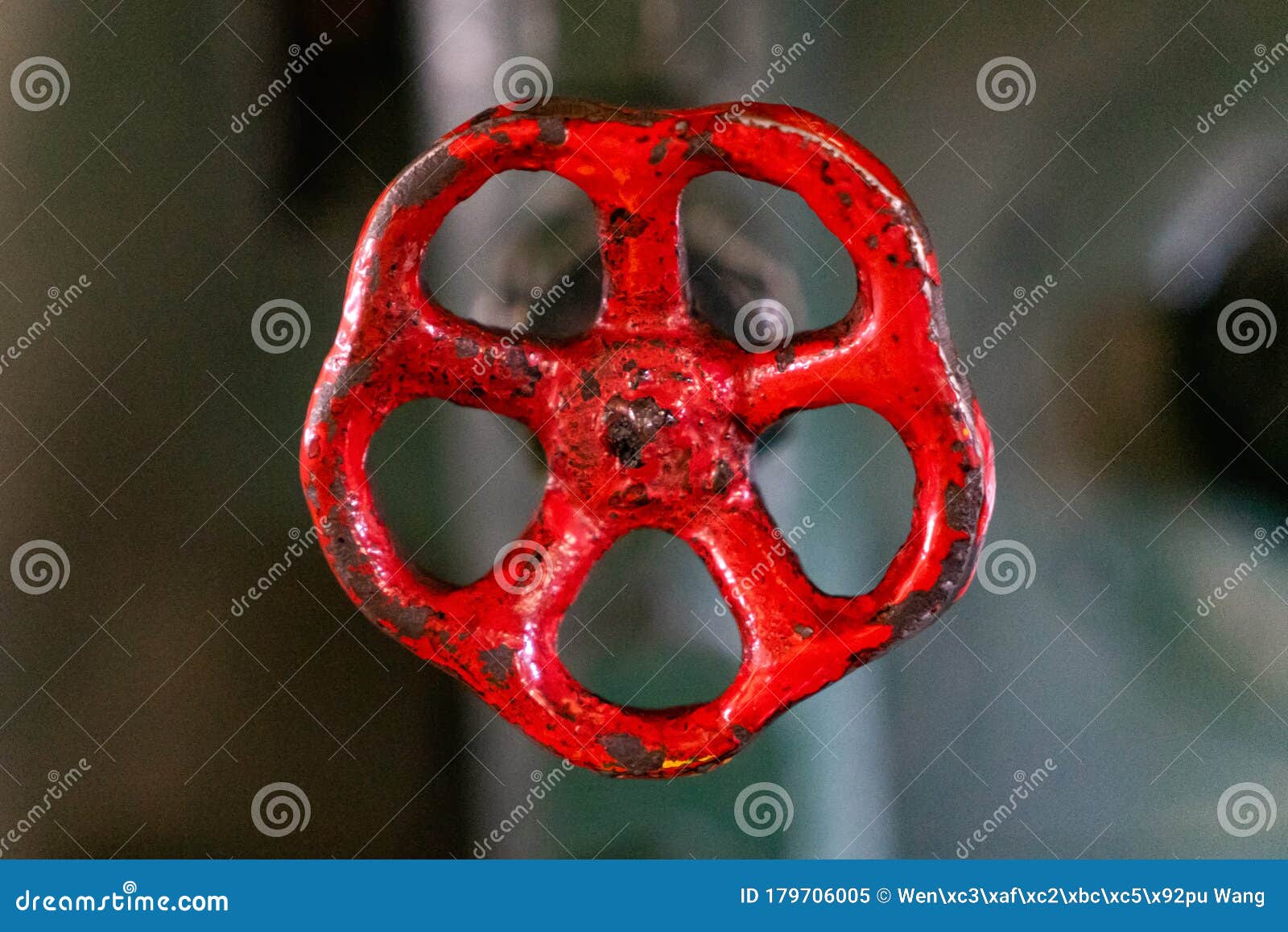 Red Old Valve Handle is Painted Off Stock Image - Image of metal, valve ...